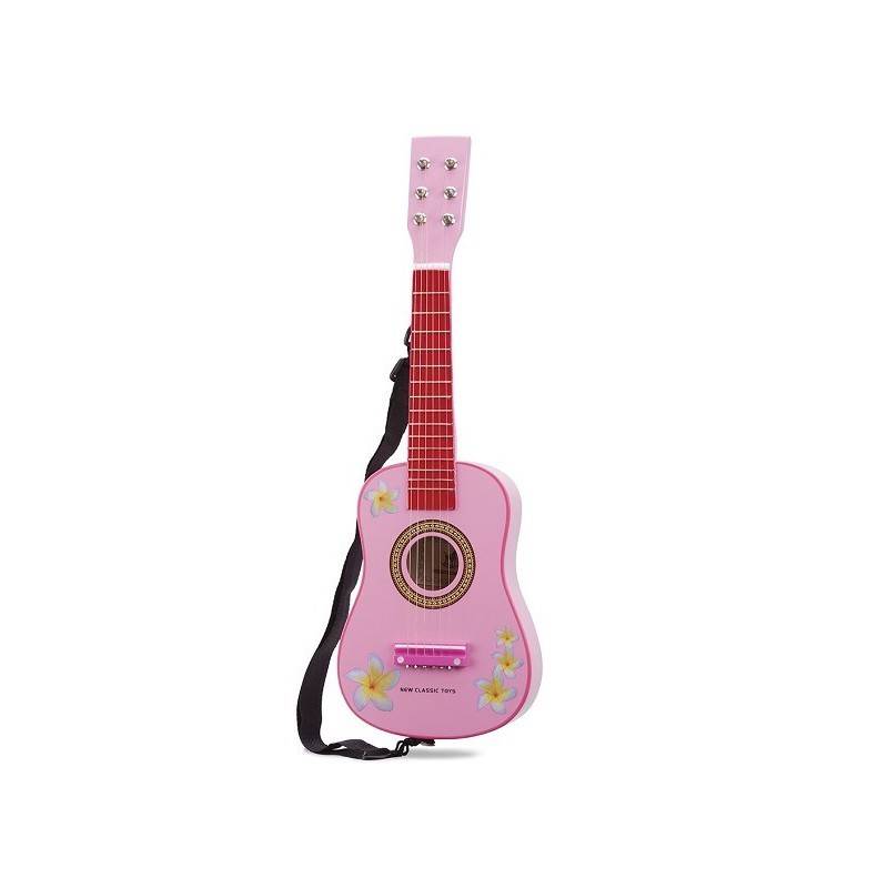 CHITARĂ ROZ DECORATĂ CU FLORI-New Classic Toys, Olanda